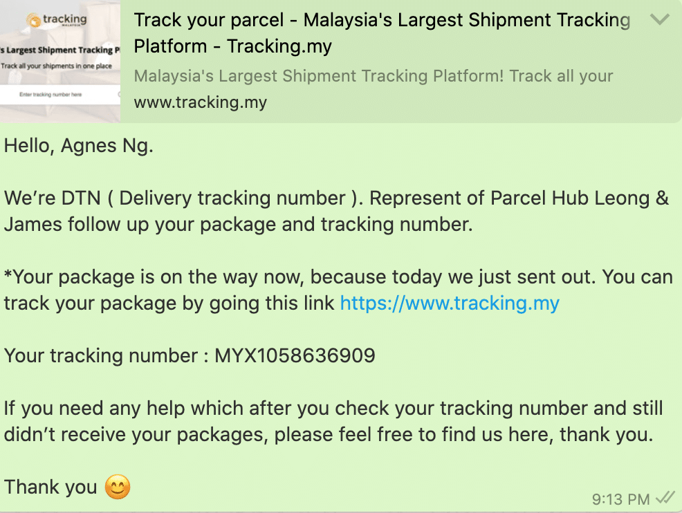 Delivery Tracking Number - okoceans
